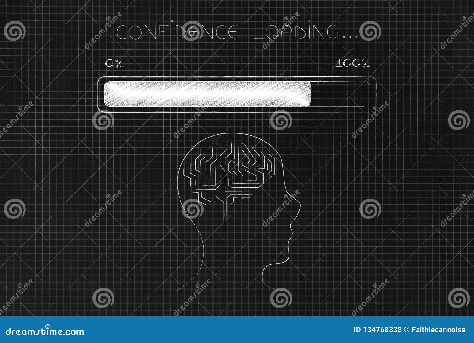 Profle with Brain with Progress Bar and Confidence Loading Text Stock ...