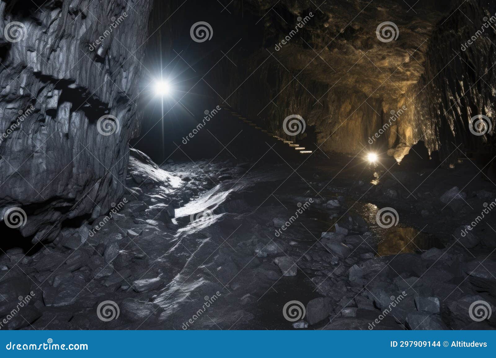 Profound Black Basalt Floor in a Volcanic Cave Stock Photo - Image of ...
