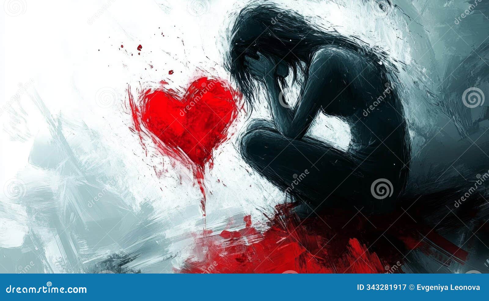 Sad Sadness Emotion Feeling People Watercolor Painting Design Royalty ...