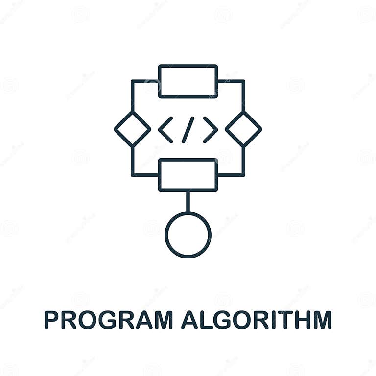 Program Algorithm Line Icon. Thin Design Style from Programmer Icon Collection Stock Vector ...
