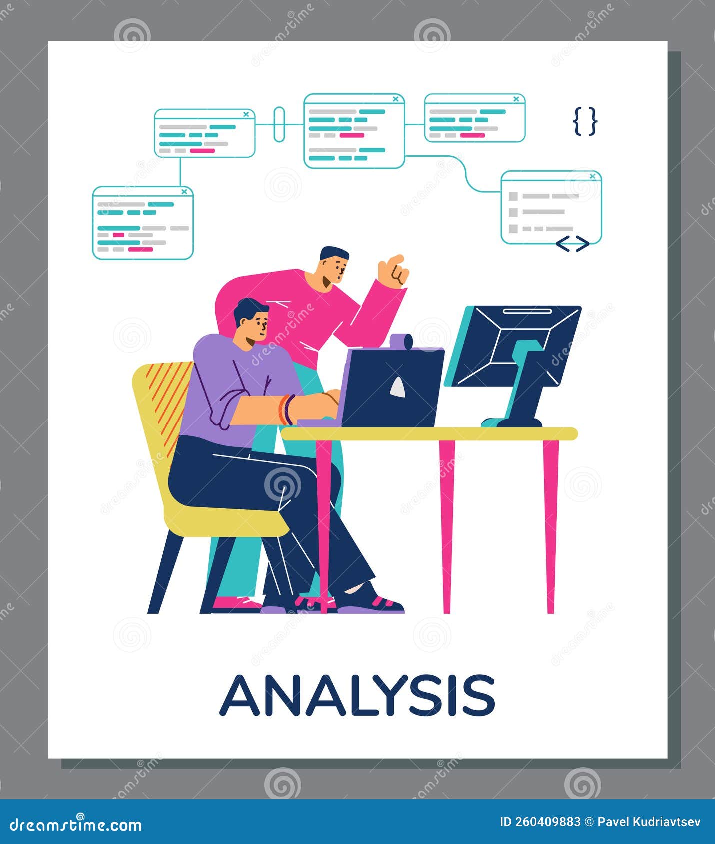 Program Analysis Poster Template, Flat Vector Illustration. Stock ...