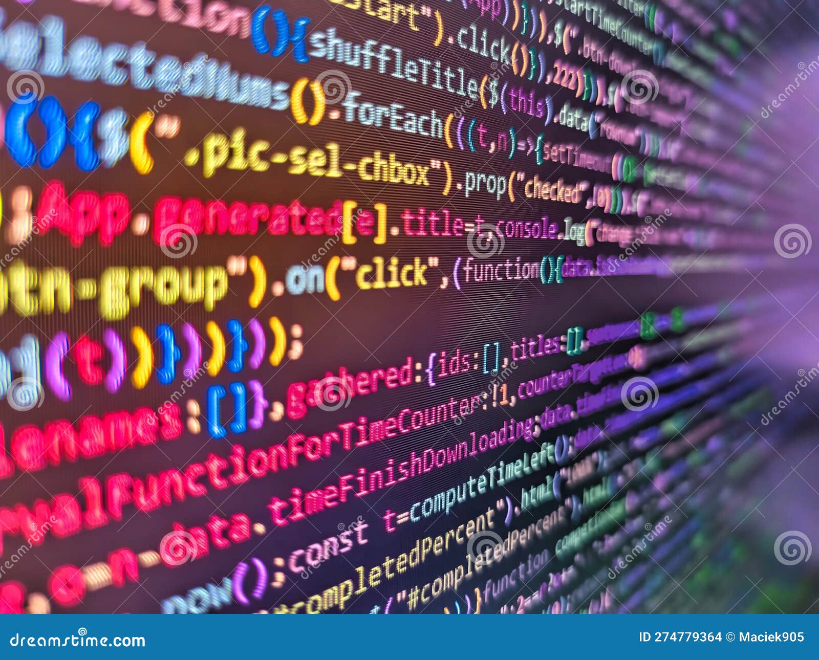 Program Code - Angle View Modern Application Coded Data on Monitor ...