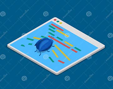 Program Code Bug Technology Coding Flat 3d Isometric Vector Stock ...