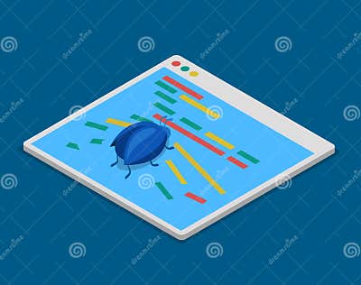 Program Code Bug Technology Coding Flat 3d Isometric Vector Stock ...