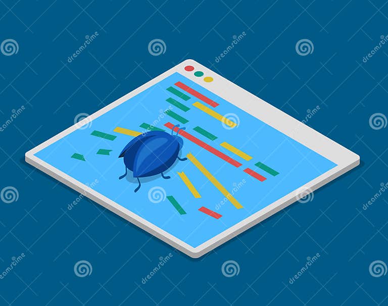 Program Code Bug Technology Coding Flat 3d Isometric Vector Stock ...