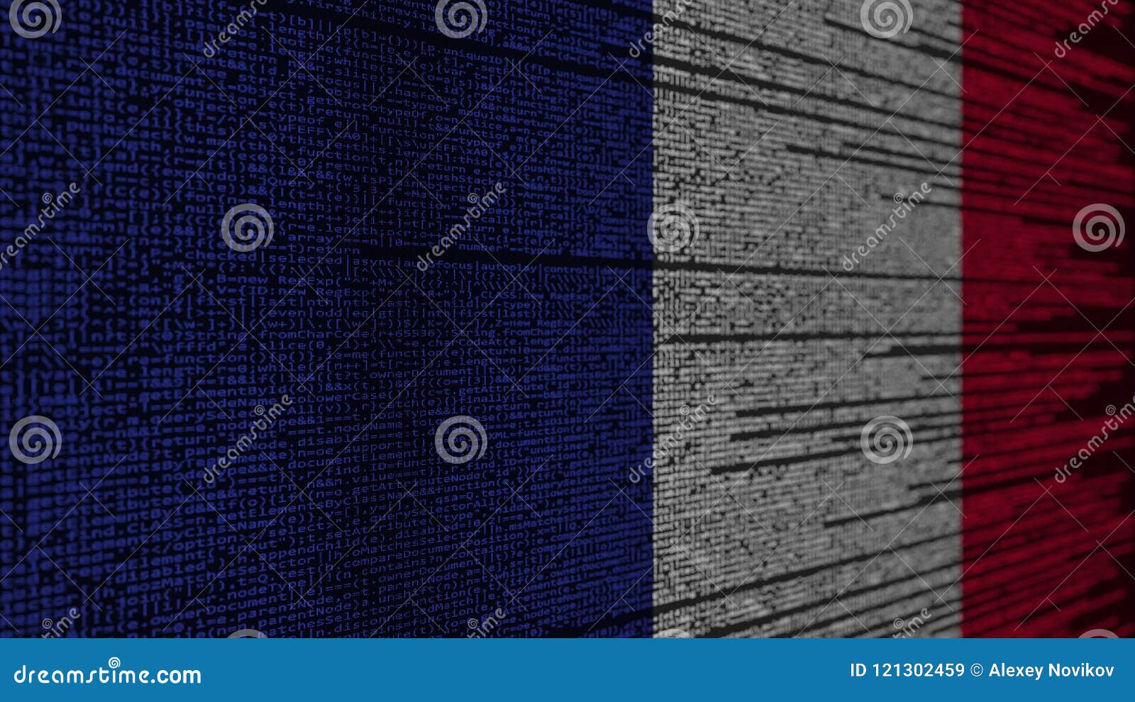 Program Code and Flag of France. French Digital Technology or ...