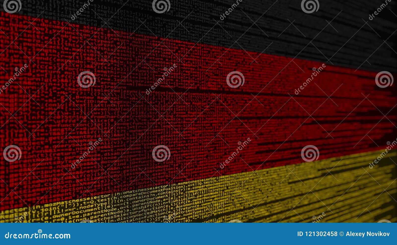 Program Code and Flag of Germany. German Digital Technology or ...
