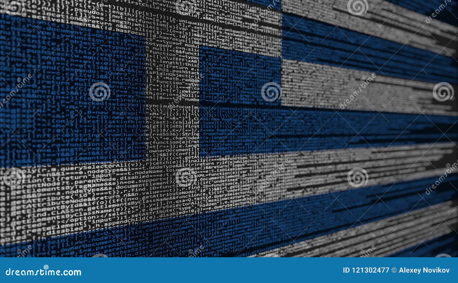 Program Code and Flag of Greece. Greek Digital Technology or ...