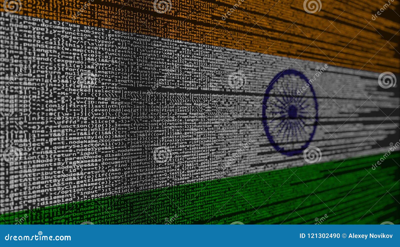 Program Code and Flag of India. Indian Digital Technology or ...