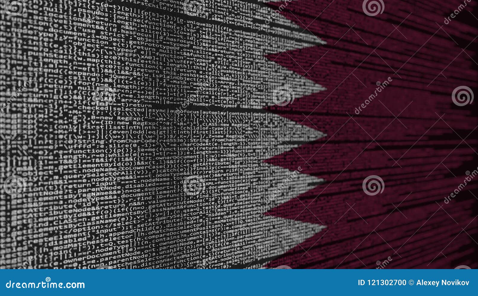Program Code and Flag of Qatar. Qatari Digital Technology or ...