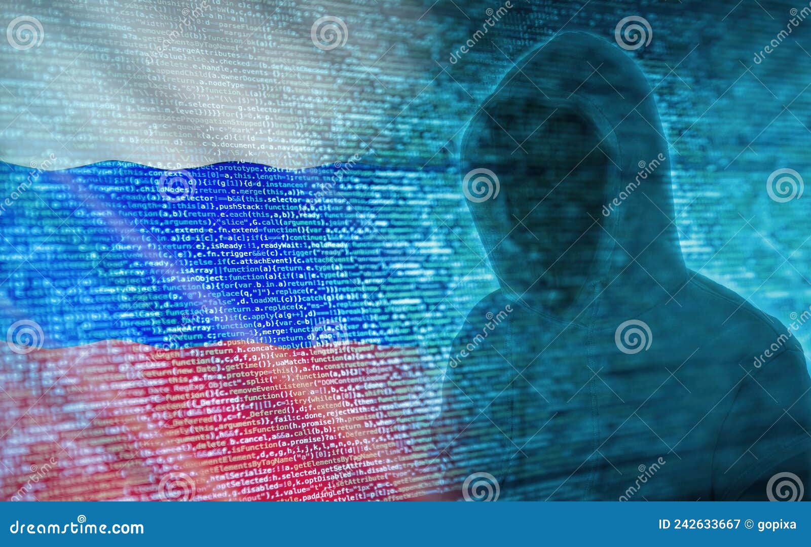 Program Code and Hacker from Russia Stock Image - Image of binary ...