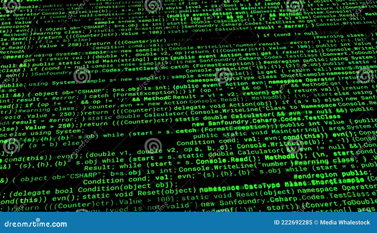 Program Code of Matrix on Black Background. Animation. Green Text from ...