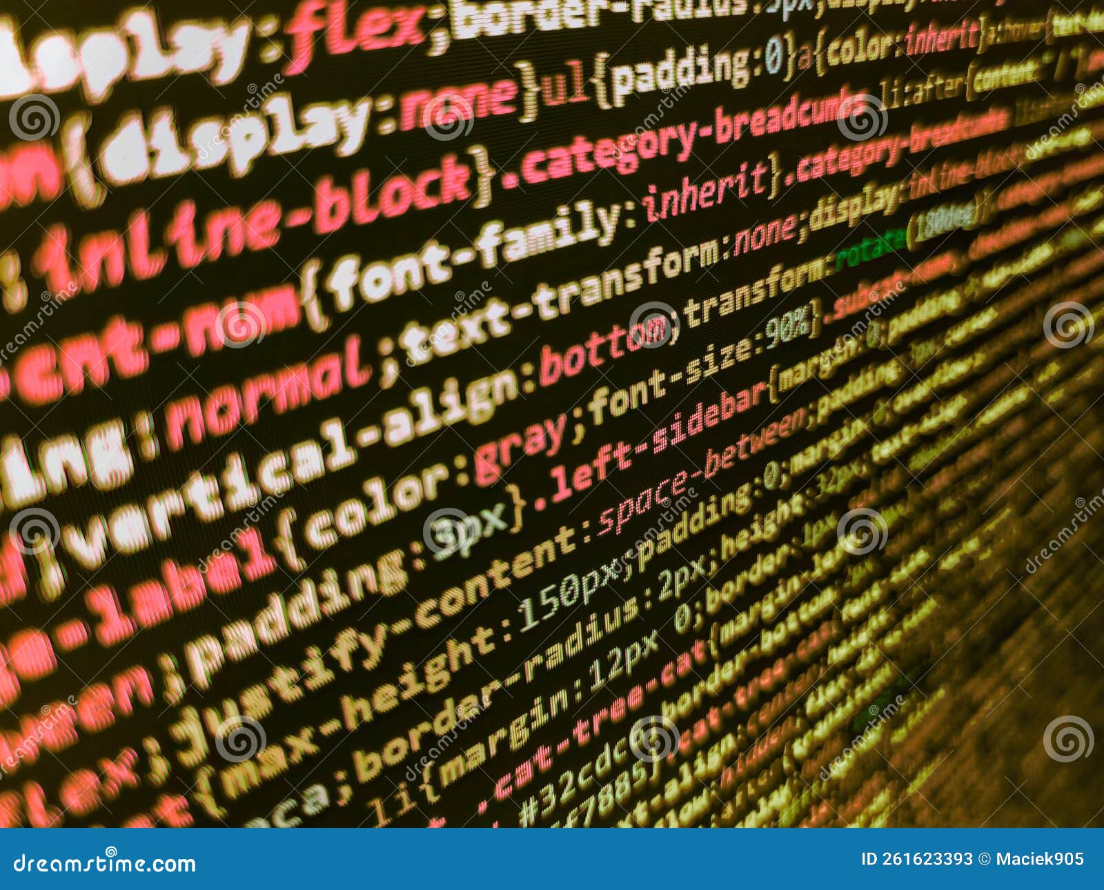Program Code Php Html Css Of Site Developer Working On Source Codes On Computer At Office Stock