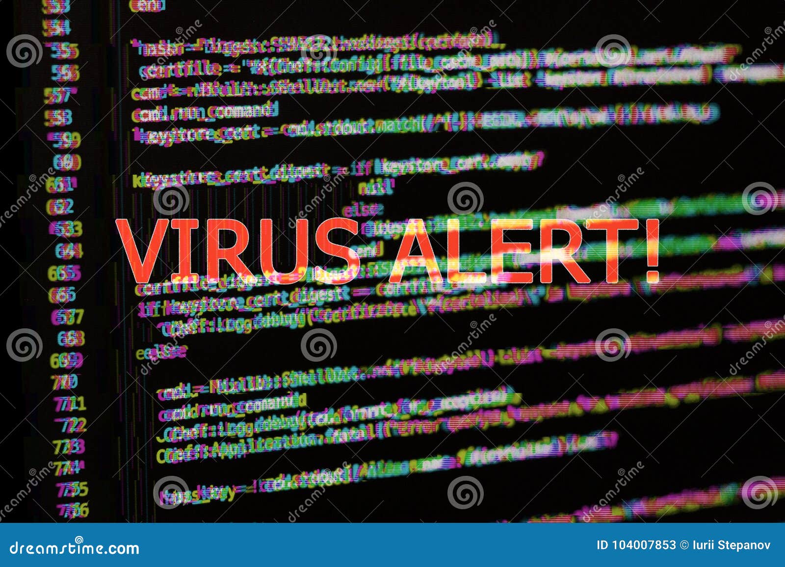 Program Code With Virus Alert Glitch Effect Added Stock Image Image Of Computer Internet