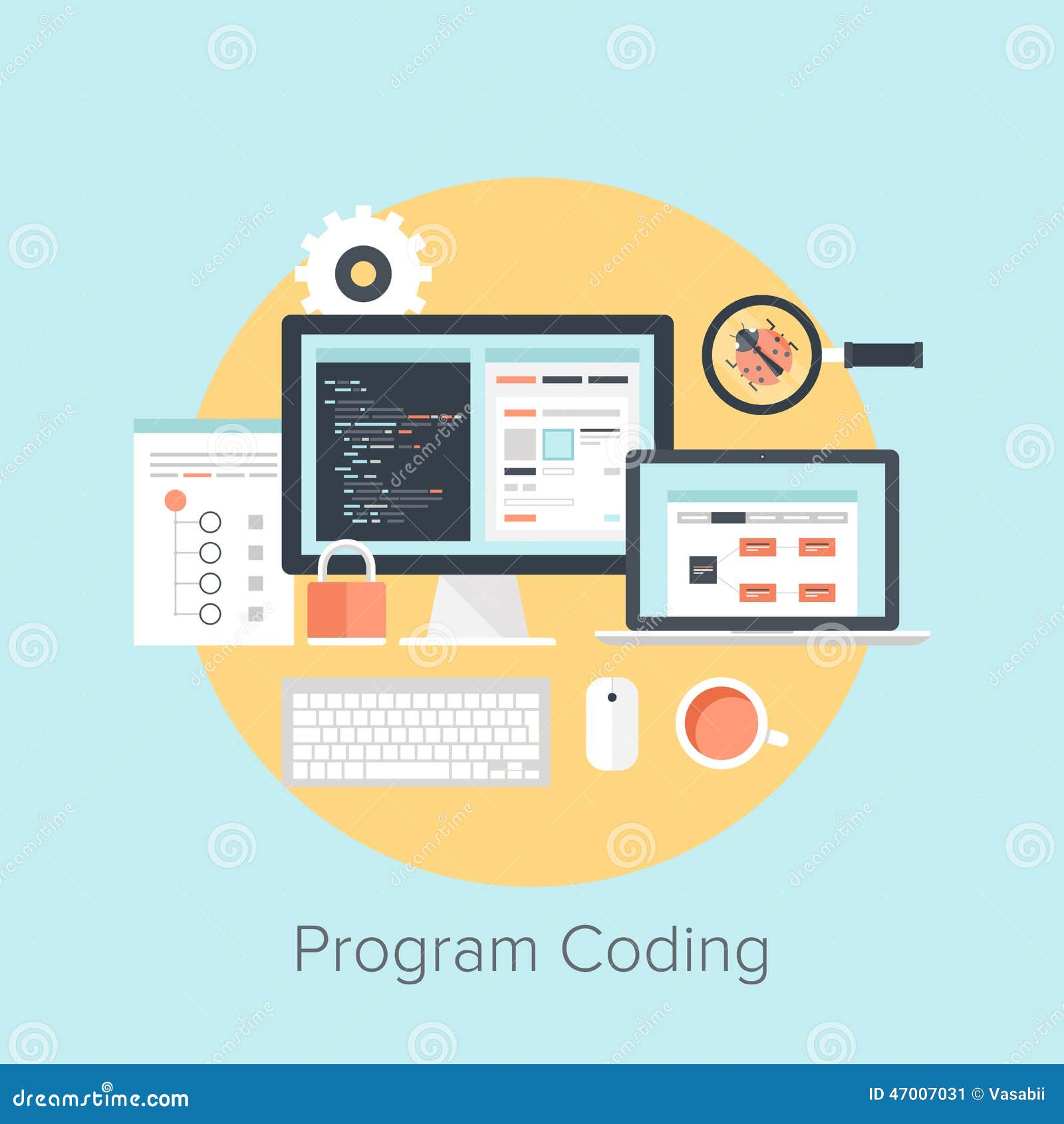 Program Coding. stock vector. Illustration of document - 47007031