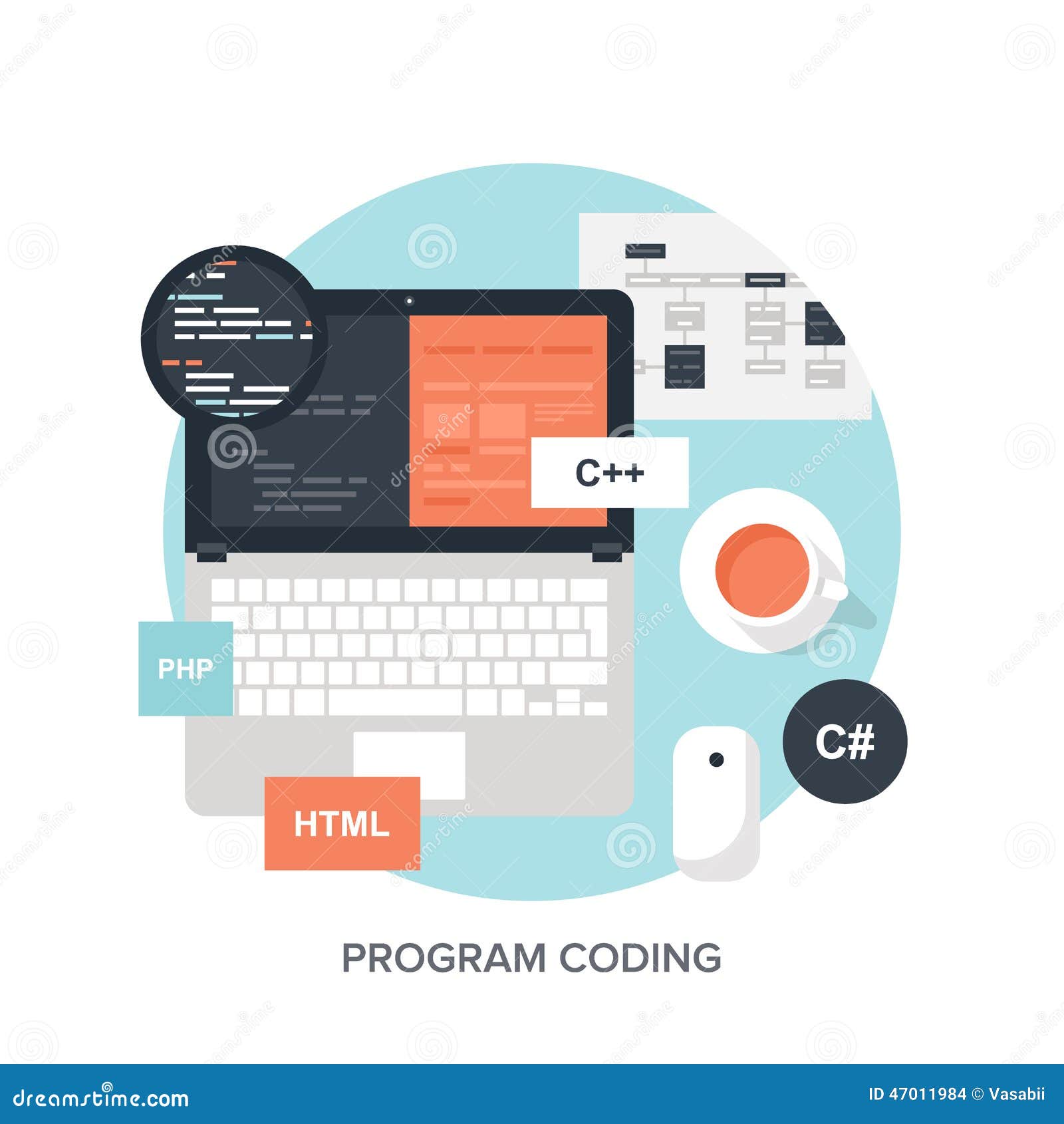 Program Coding. stock vector. Illustration of internet - 47011984
