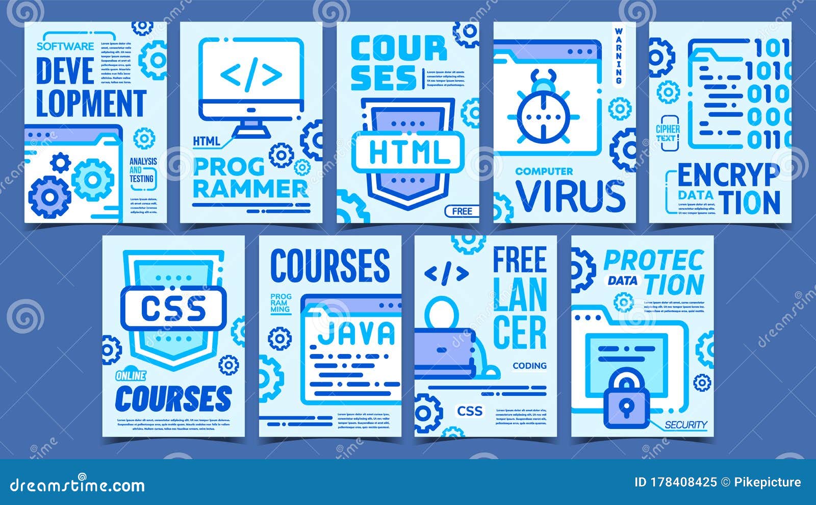 Program Coding Advertising Posters Set Vector Stock Vector ...