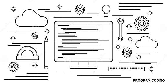 Program Coding, Application Development Vector Concept Stock Vector - Illustration of ...