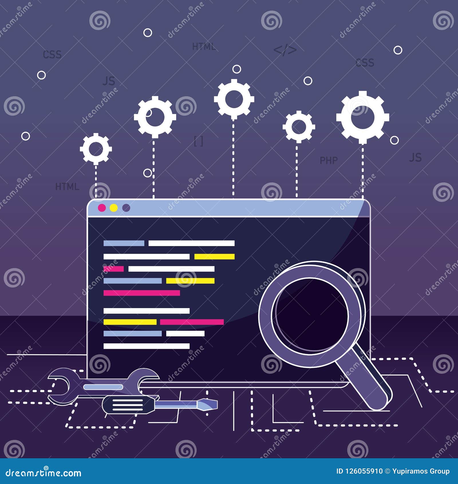 Program coding concept stock vector. Illustration of glass - 126055910