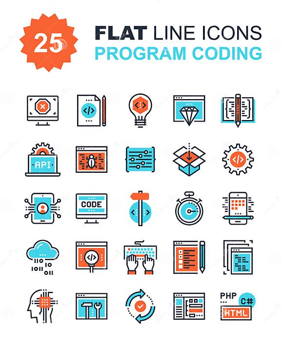 Program Coding Icons stock vector. Illustration of engine - 70482336