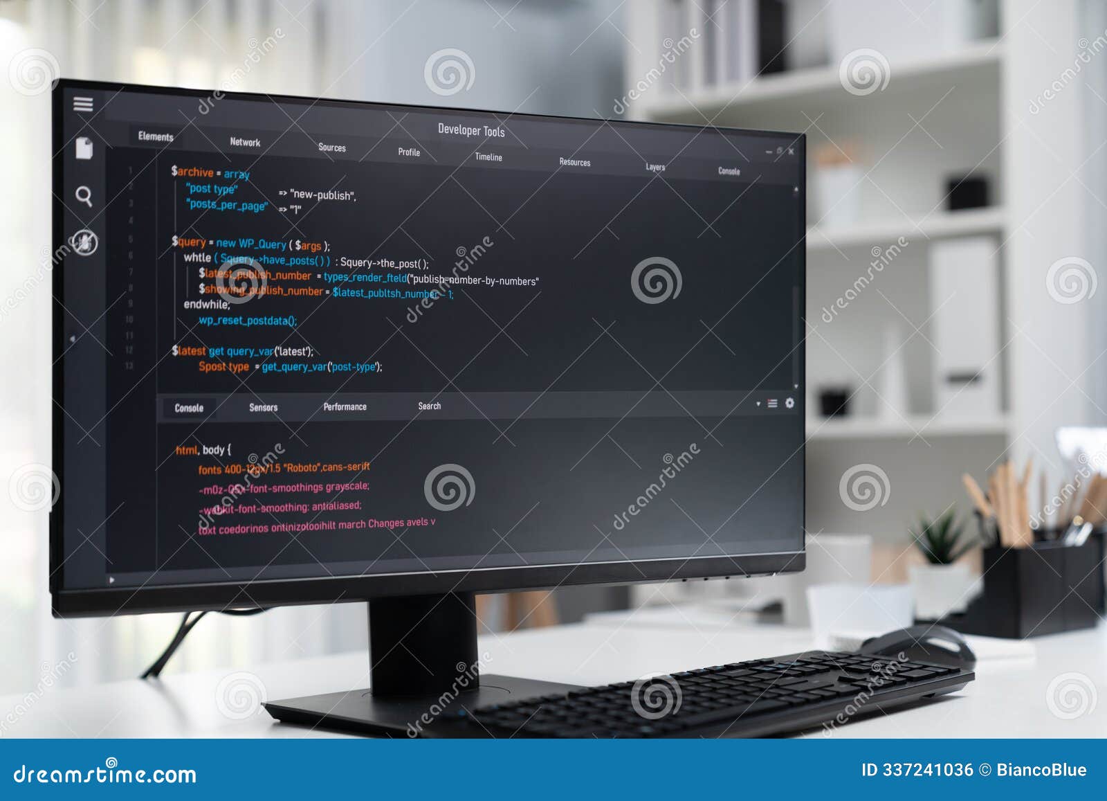 Program Coding Showing on Pc Monitor Standing on Desk Working ...