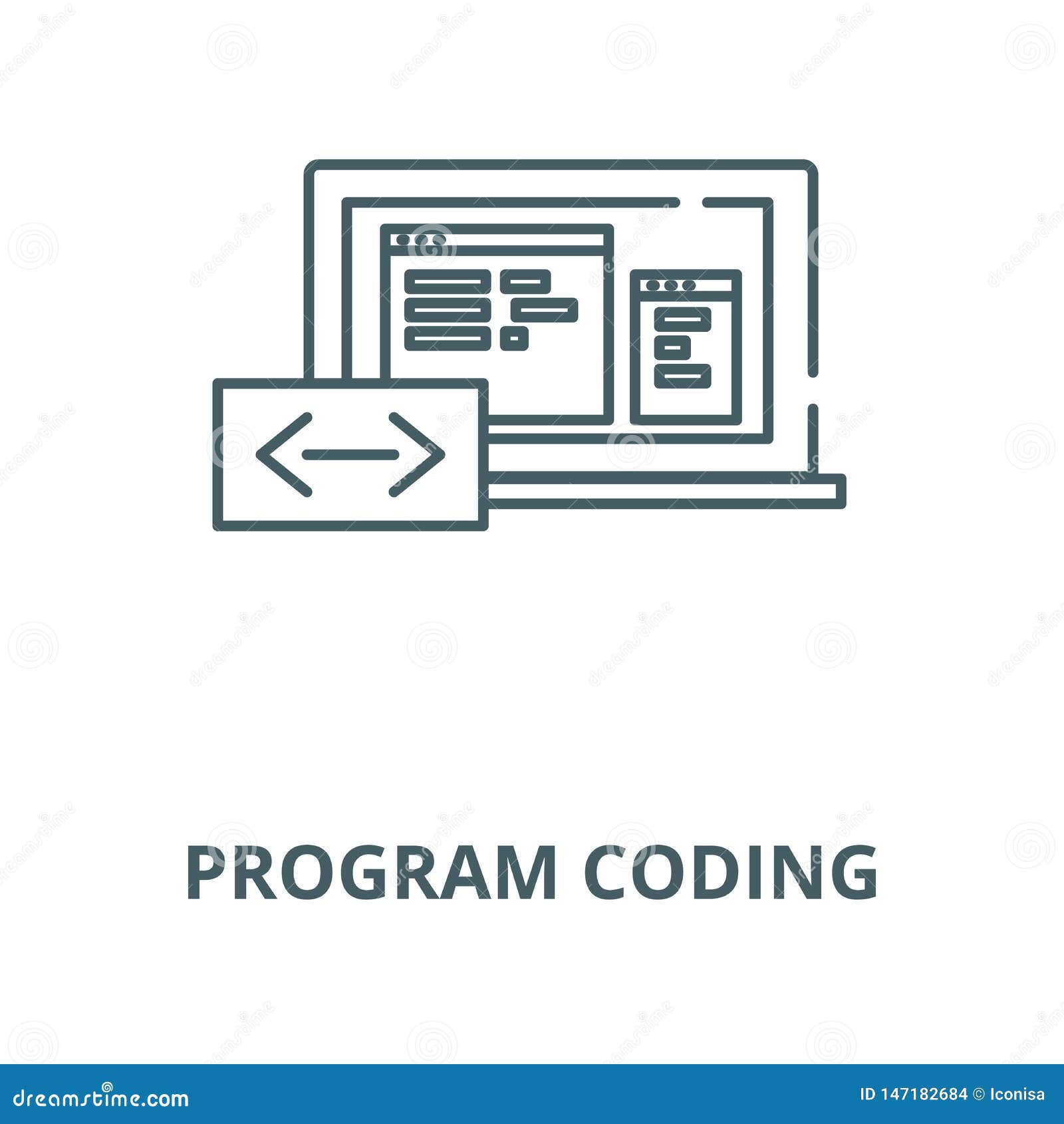 Program Coding Vector Line Icon, Linear Concept, Outline Sign, Symbol Stock Vector ...