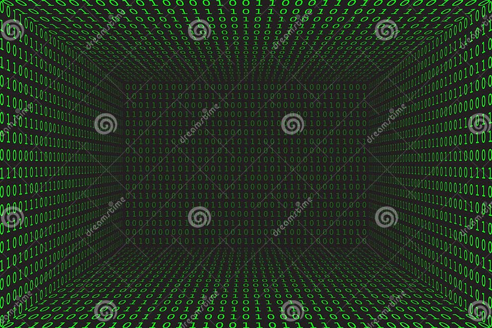 Program Datum 3d Background. Green Programming Binary Coding Stock ...