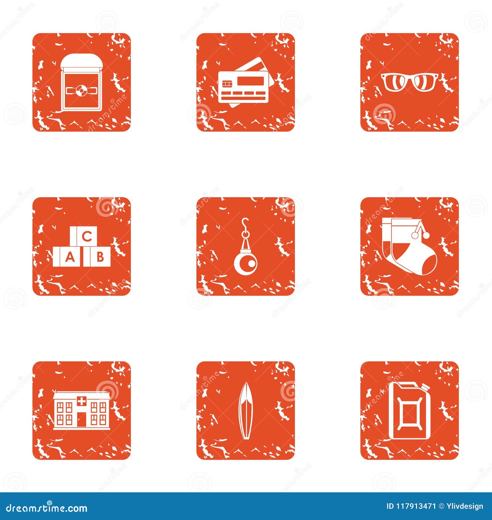 Program of Development Child Icons Set, Grunge Style Stock Vector ...