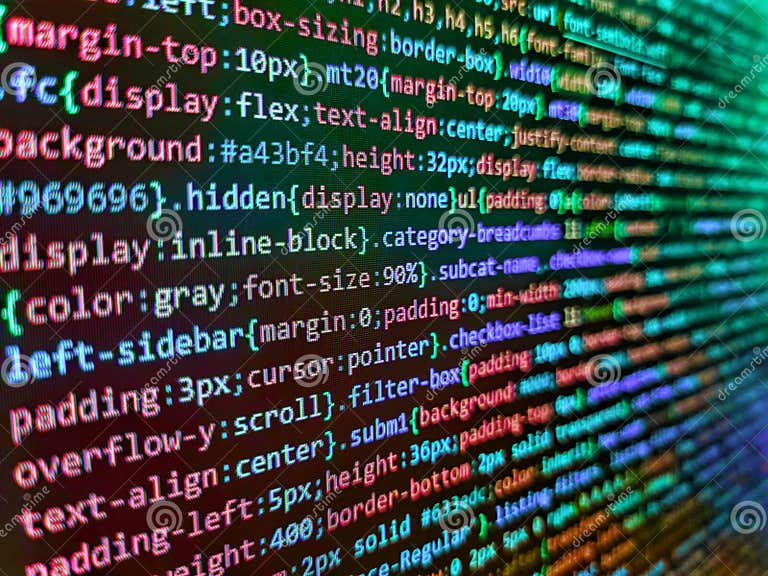 Program Development Concept. Data Encryption Security Code on a Computer Display, Close Up Stock ...
