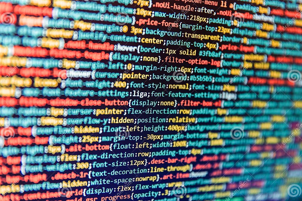 Program Development Concept. Failure in the Program, Blue Screen, Programming. Javascript ...