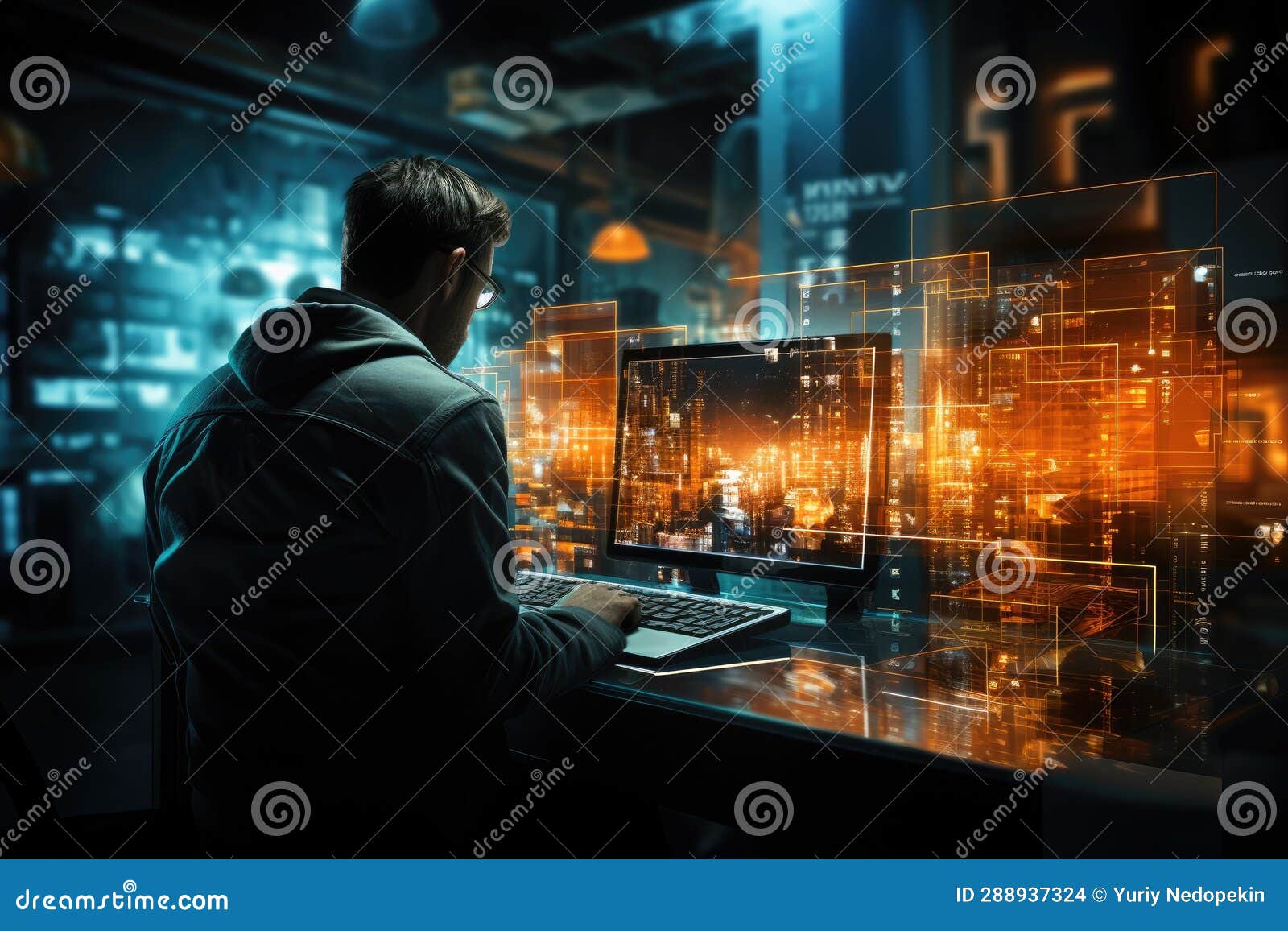 Portrait of a Programmer in the Modern Computer World Stock Photo ...