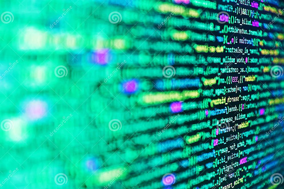 Program Development Concept. Programming Javascript on Laptop Computer Screen Stock Image ...