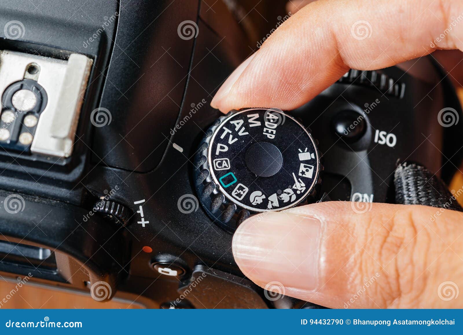 Program Dial Mode on Dslr Camera with Fingers on the Dial Stock Photo ...