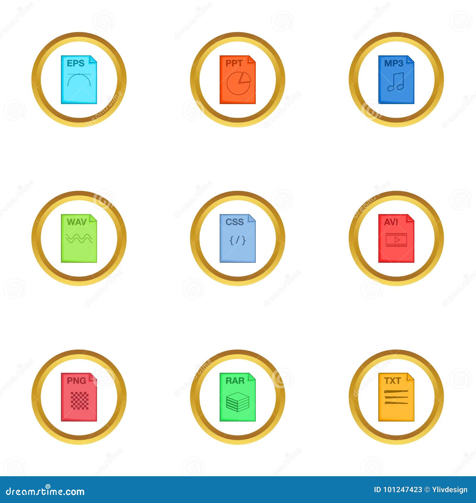 Program File Icons Set, Cartoon Style Stock Vector - Illustration of ...