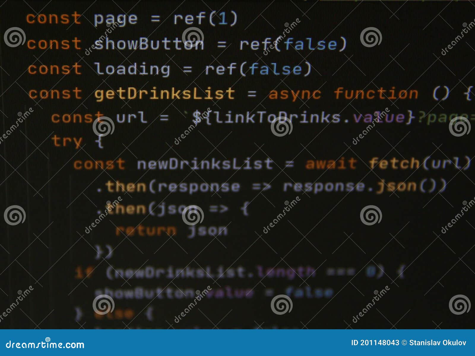 The Program Javascript Code On The Computer Black Screen The Concept Of Website Internet