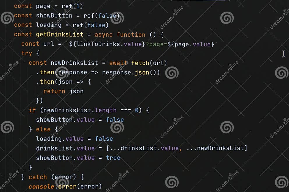 The Program Javascript Code on the Computer Black Screen. the Concept ...