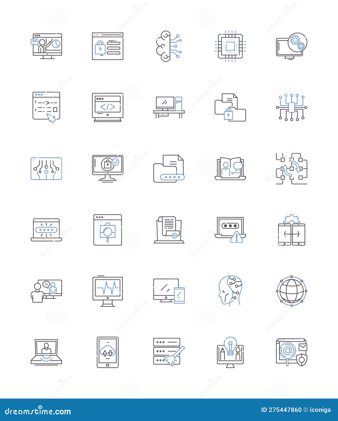 Program Line Icons Collection Coding Scripting Development Integration Debugging Upgrade
