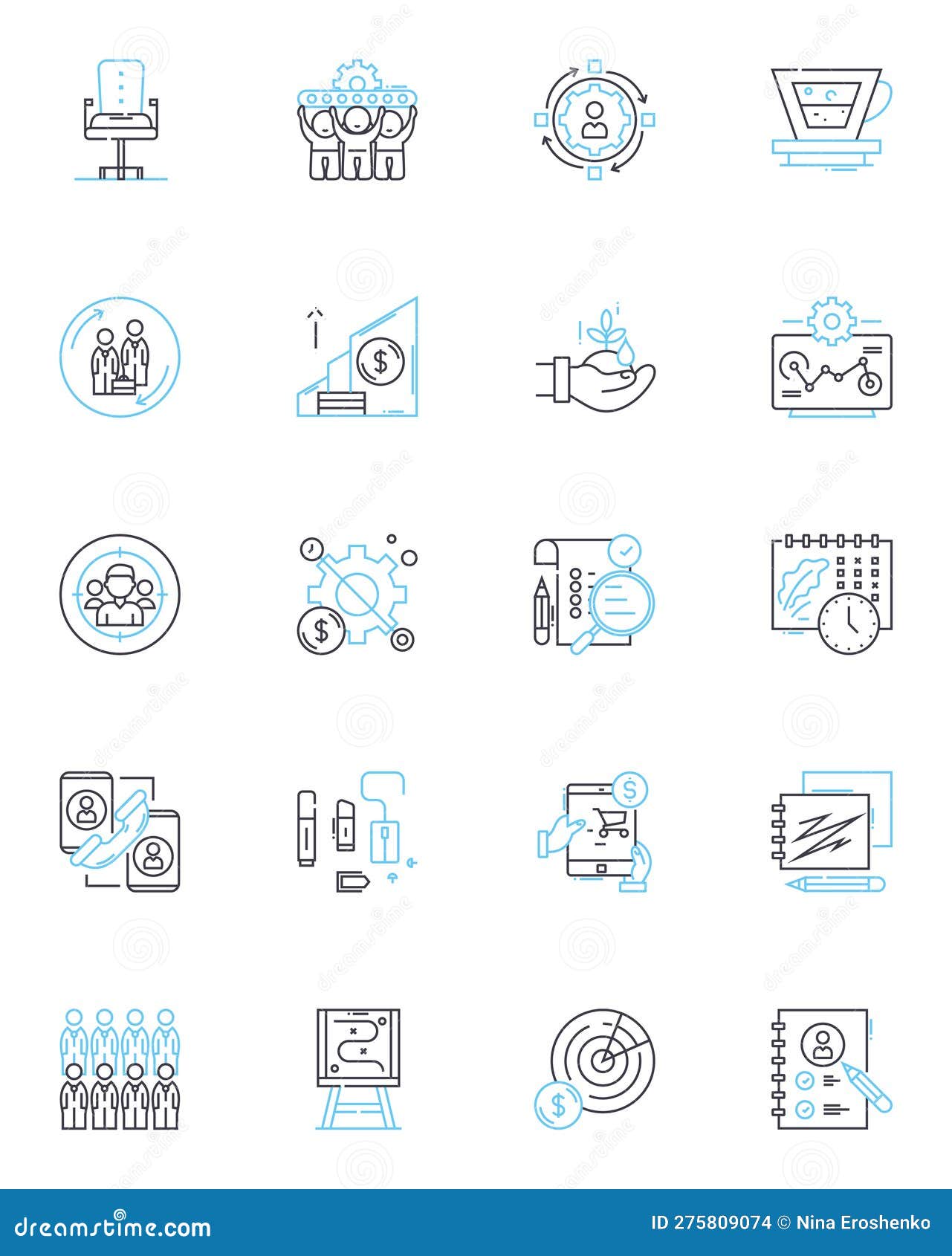 Program Managers Linear Icons Set. Leadership, Coordination ...