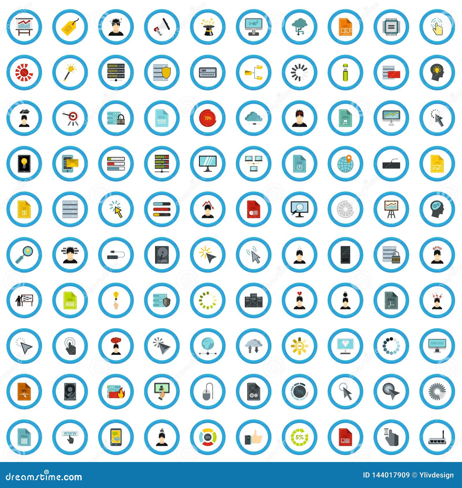 100 Program Optimization Icons Set, Flat Style Stock Vector ...