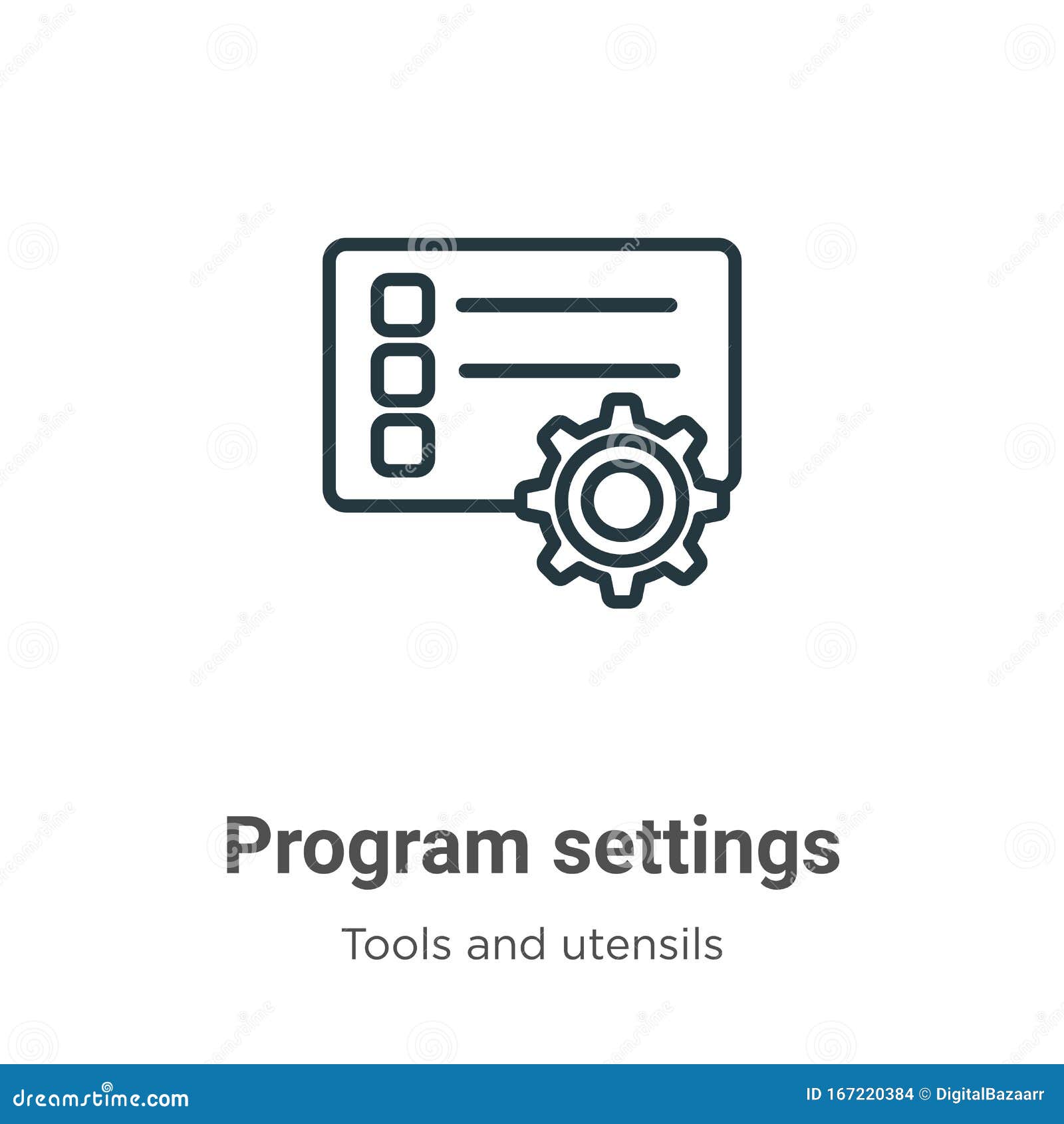 Program Settings Outline Vector Icon. Thin Line Black Program Settings ...