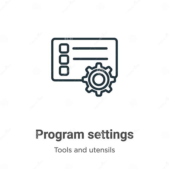 Program Settings Outline Vector Icon. Thin Line Black Program Settings ...