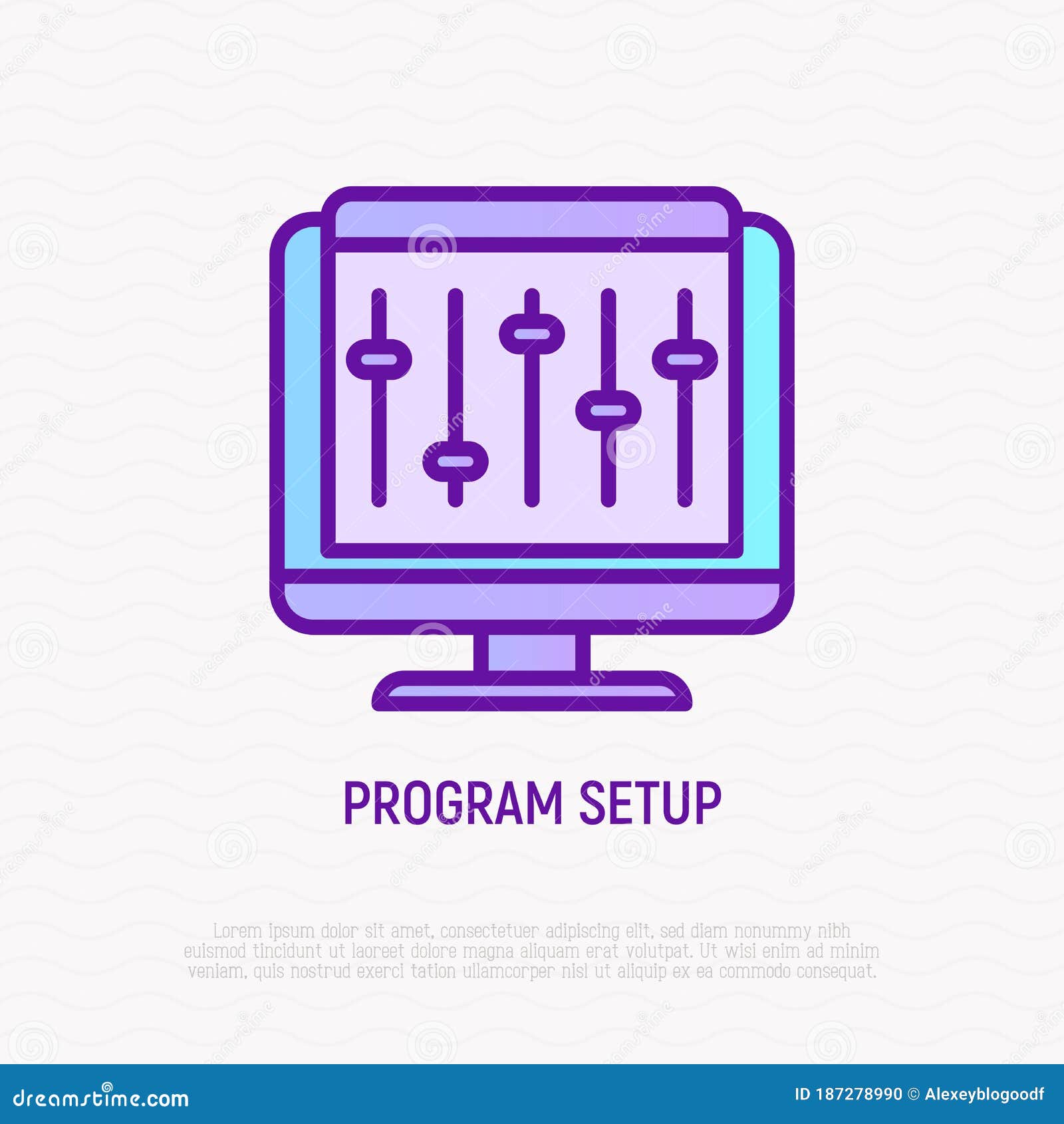 Program Setup Thin Line Icon: Settings on PC. Modern Vector ...