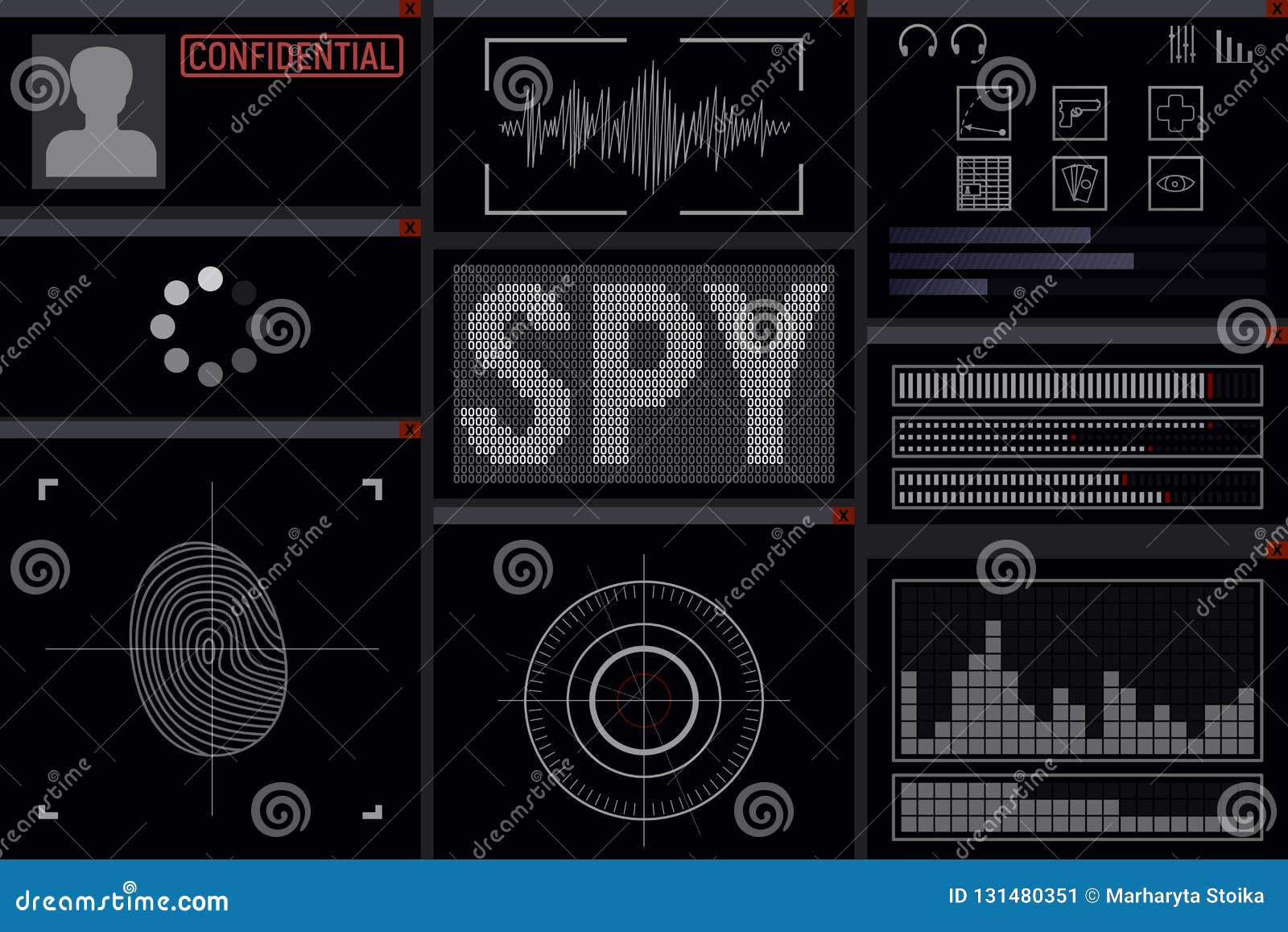 Program for the spy. stock vector. Illustration of banner - 131480351
