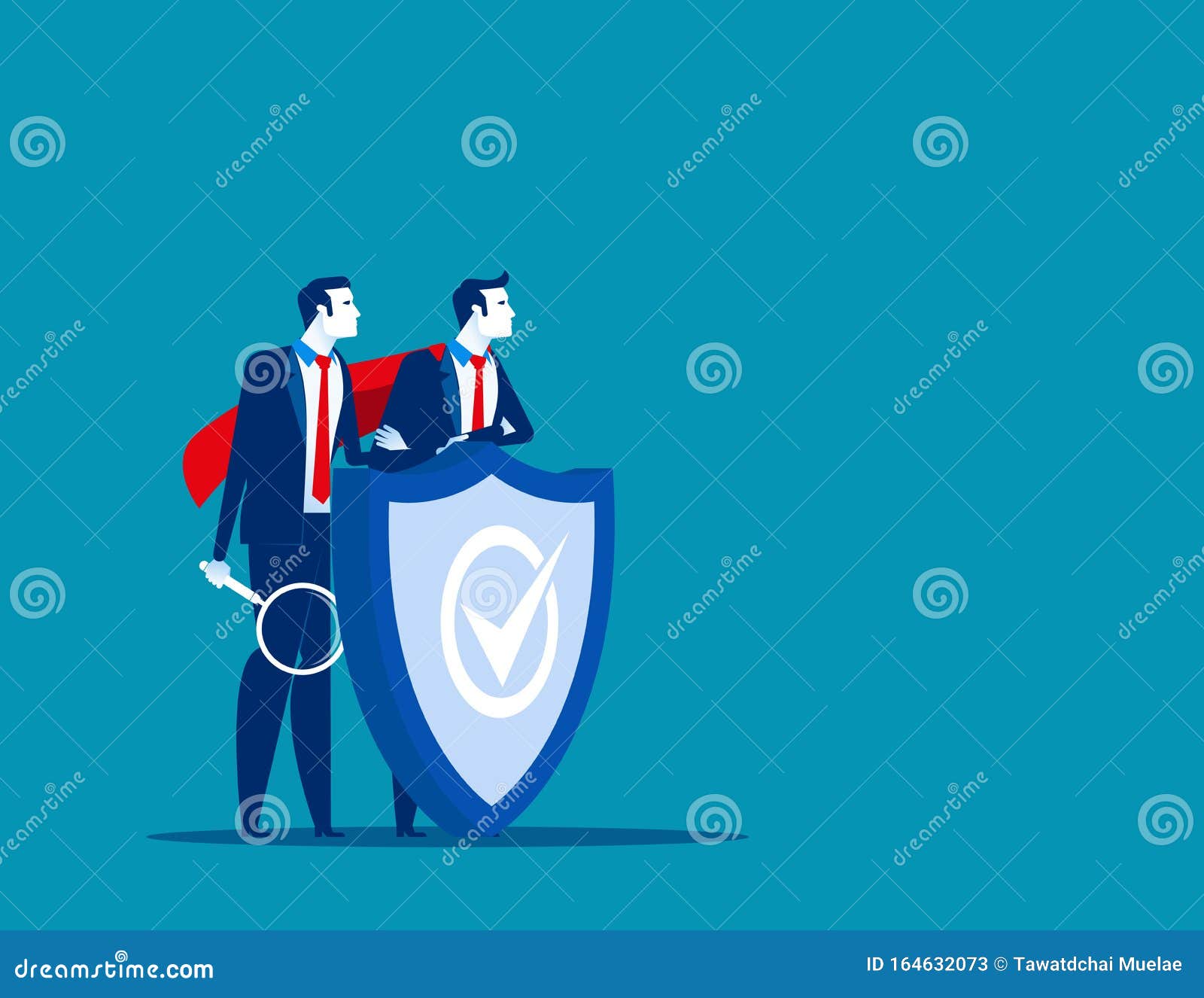 Program Team and Shield Covering from Attacks. Concept Business Vector ...