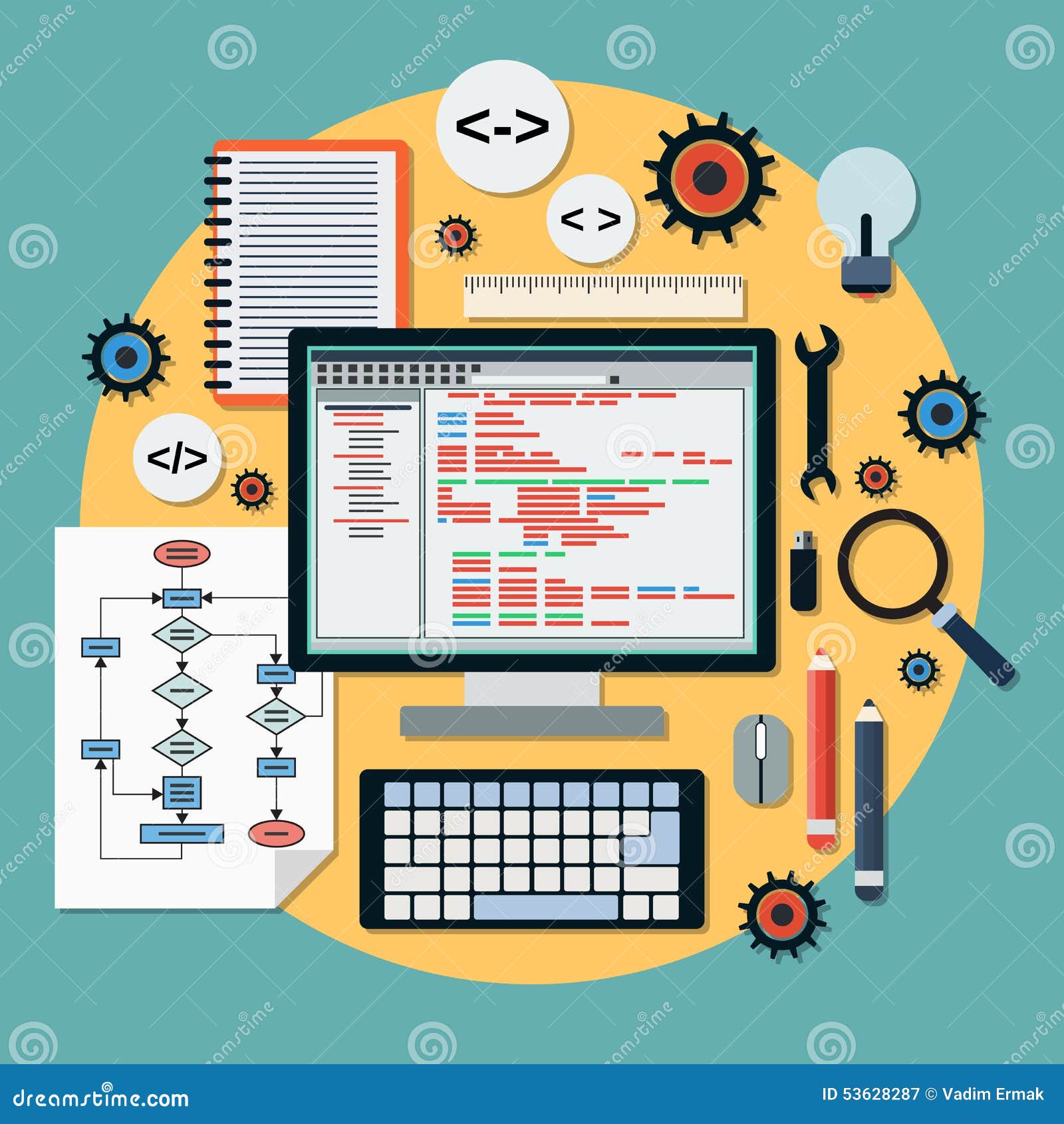 Programa Que Cifra Concepto Del Vector Ilustración del Vector ...