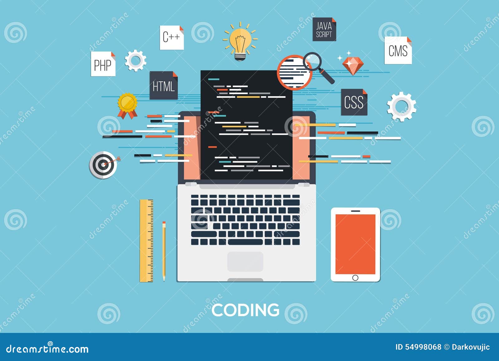 Programación - Codificación De Concepto Plano Ilustración del Vector ...