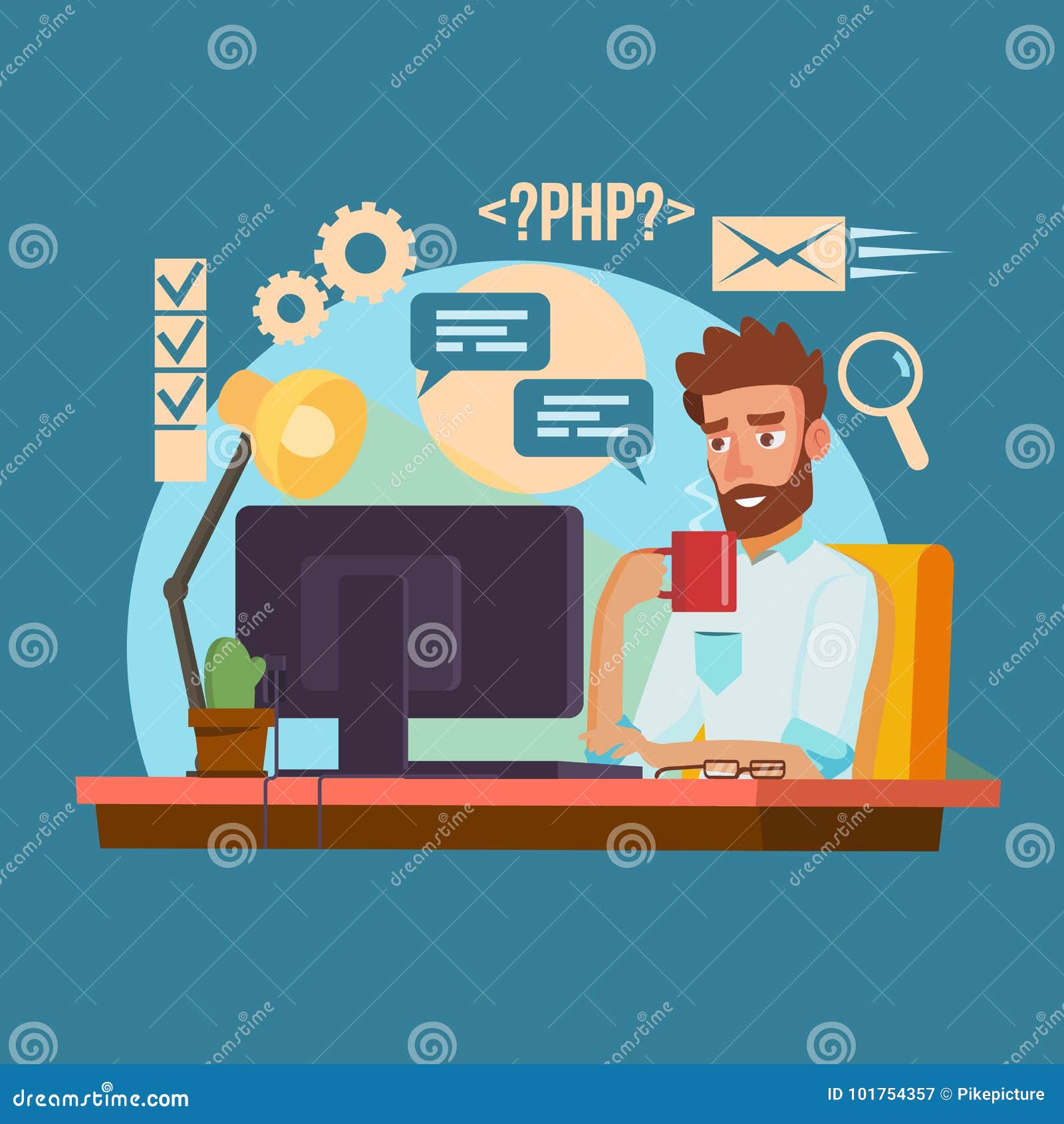 Programador Man Vector Programador Profesional Clásico Man Coding ...