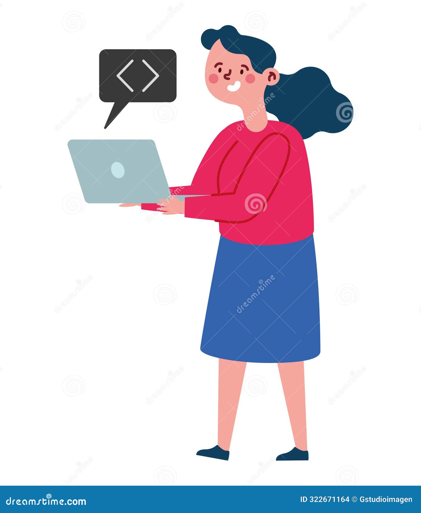 Programer Woman Programming Coding Stock Illustration Illustration Of