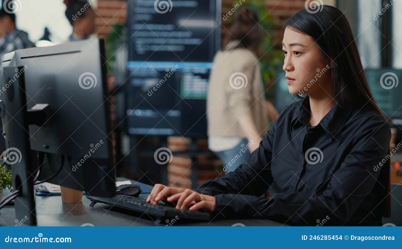 Programer Writing Algorithm Focused on Compiling Source Code Sitting at ...