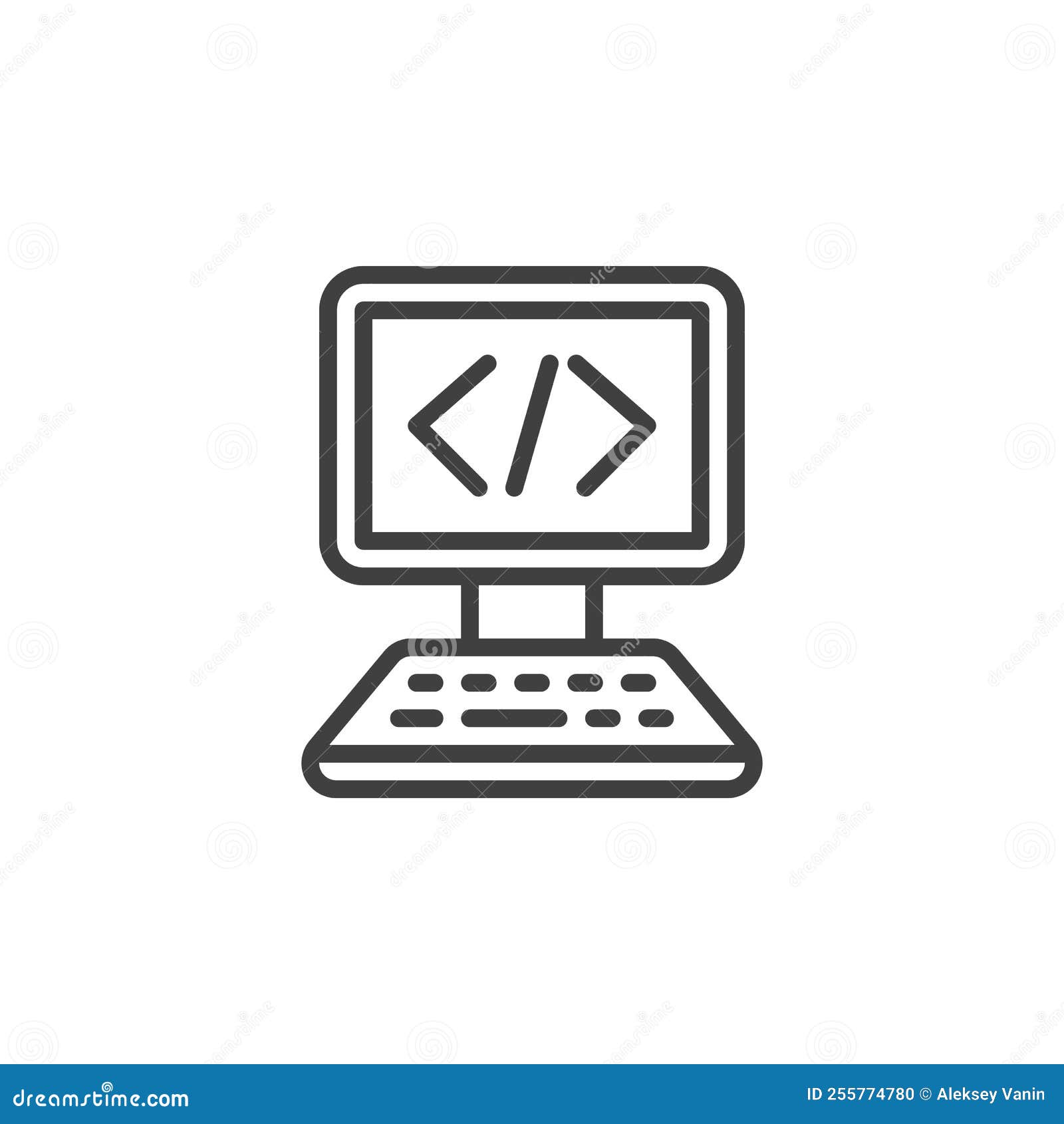 Programing Coding Line Icon Stock Vector Illustration Of Computer